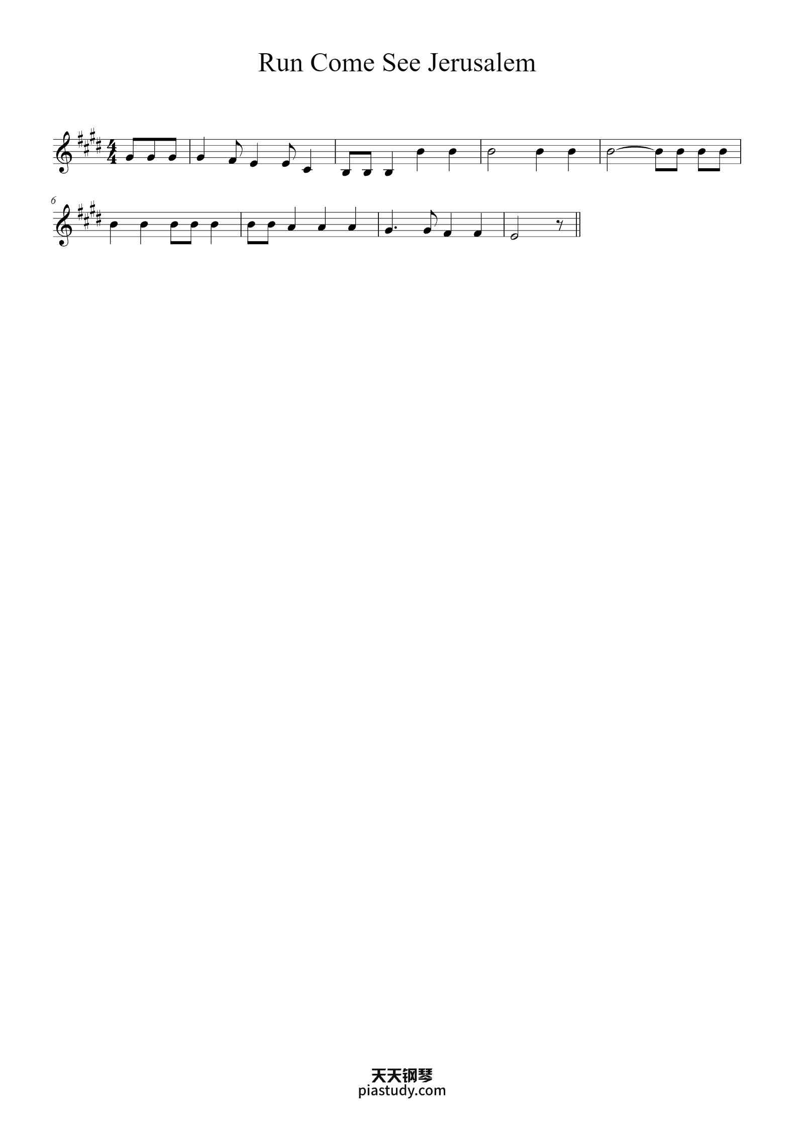 Run Come See Jerusalem钢琴谱 - PoloCyber - free piano sheet music ...