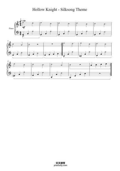 'Hollow Knight - Silksong Theme' - Piano Sheet Music By Christopher Larkin Arranged by Khan ...