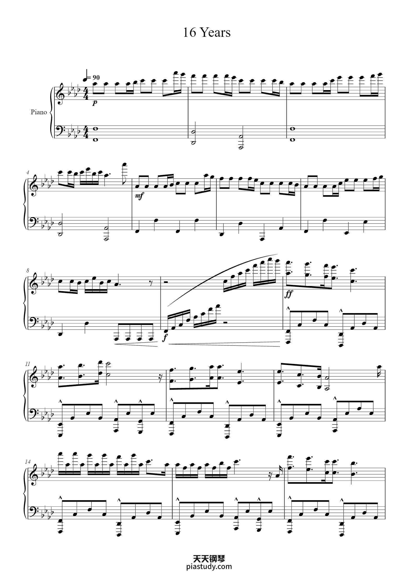 '16 Years' - Piano Sheet Music By Boaz Tisa | TOPiano