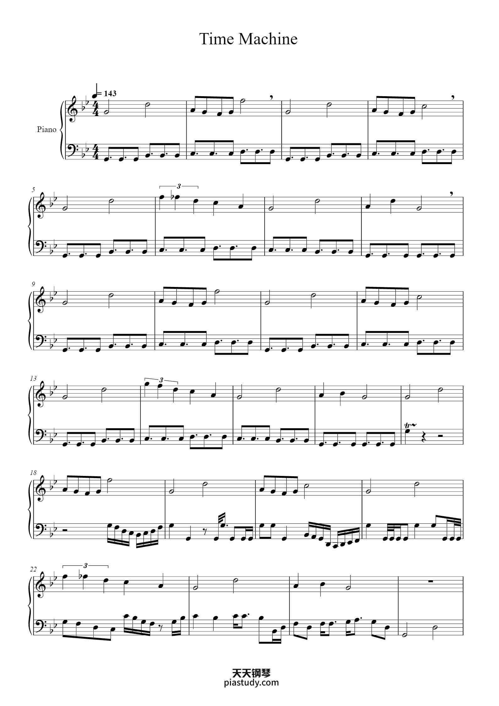 Time Machine钢琴谱 - Waterflame - free piano sheet music - PiaNoproblem