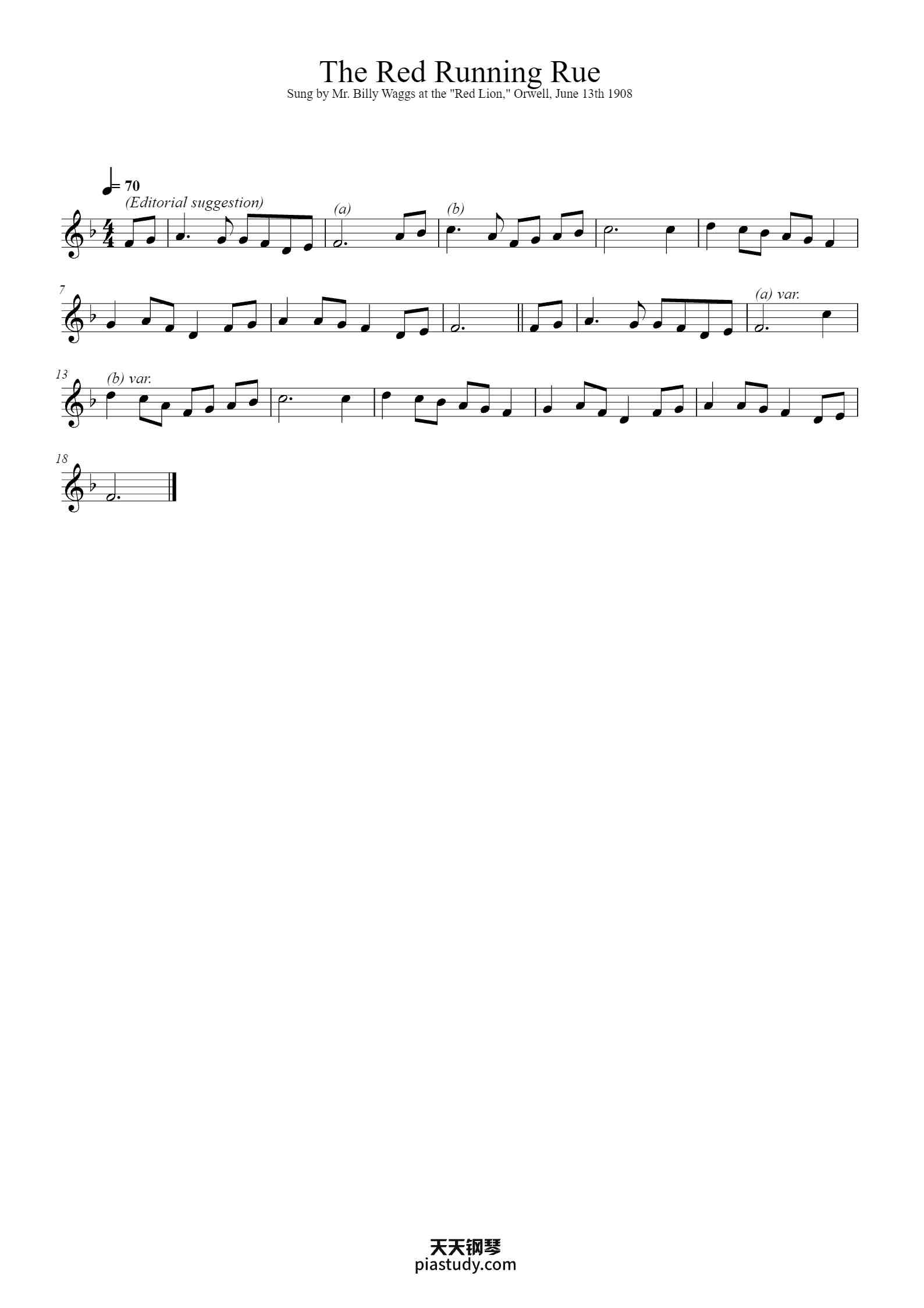 The Red Running Rue钢琴谱 - Simon Furey/Lewis Jones - free piano sheet ...