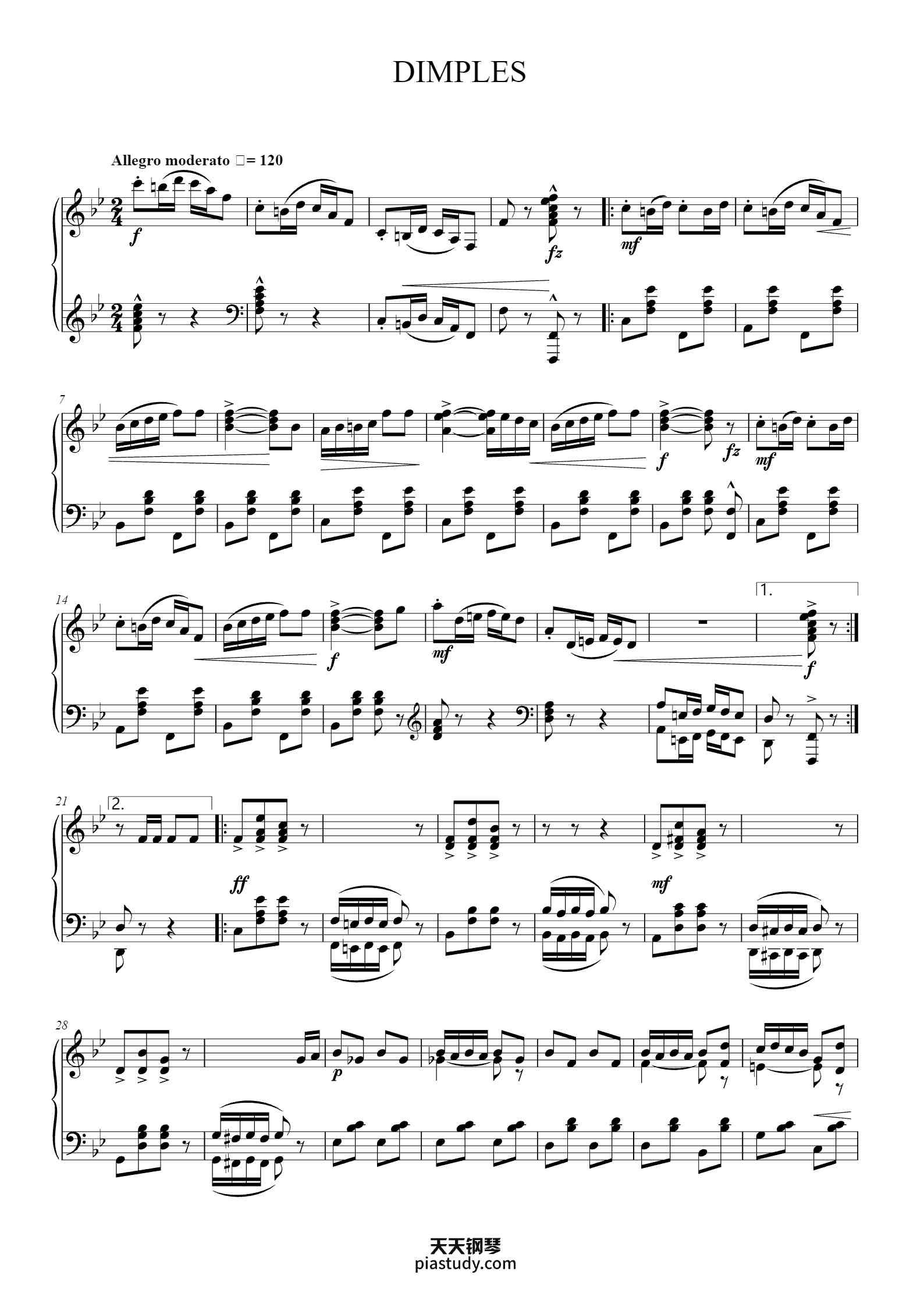 'DIMPLES' - Piano Sheet Music By GEORGE L. COBB. Composer of "Dimples ...