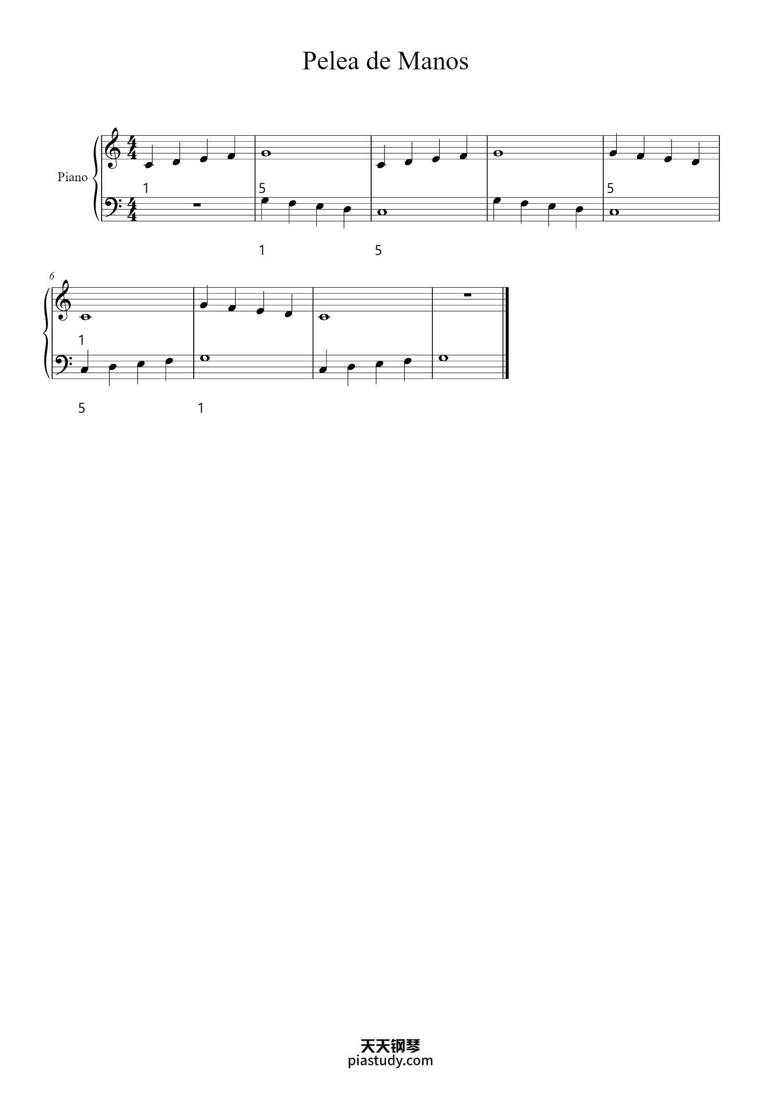 Pelea de Manos钢琴谱 - Luis Menacho - free piano sheet music - PiaNoproblem