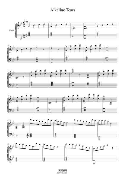 【蔚蓝档案】《Alkaline Tears》钢琴简单独奏版~星之钢琴~钢琴谱 - Mitsukiyo - free piano sheet ...