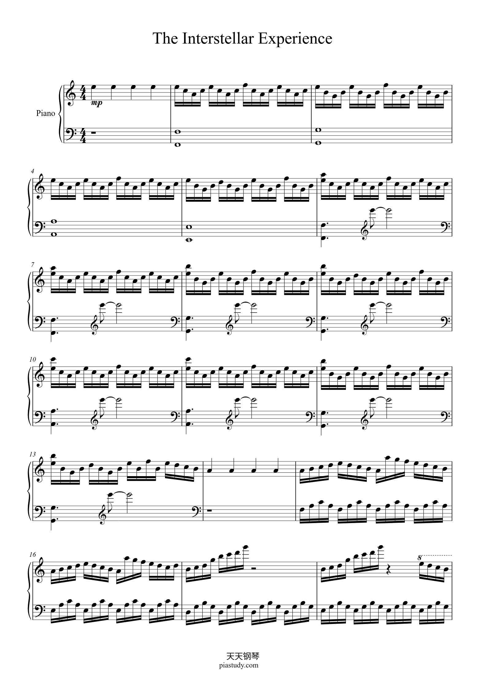 The Interstellar Experience - Tony Ann 星际穿越钢琴谱 - Tony Ann - free piano ...
