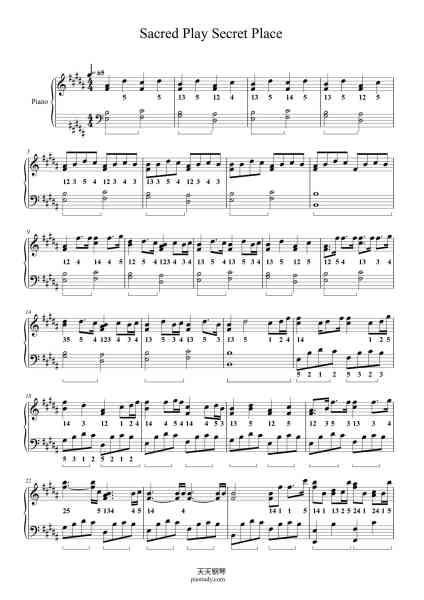Sacred Play Secret Place（原调精编指法版）钢琴谱 - Matryoshka - free piano sheet ...