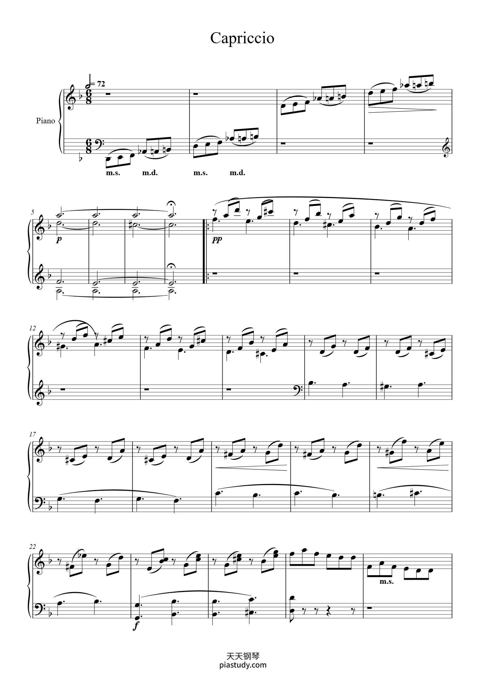 Capriccio钢琴谱 - Zdenko Fibich - free piano sheet music - PiaNoproblem