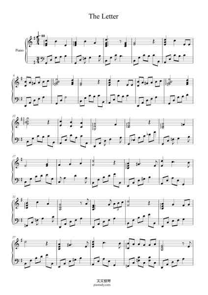超好听治愈系《The Letter》钢琴谱 - Kim Yoon - free piano sheet music - PiaNoproblem