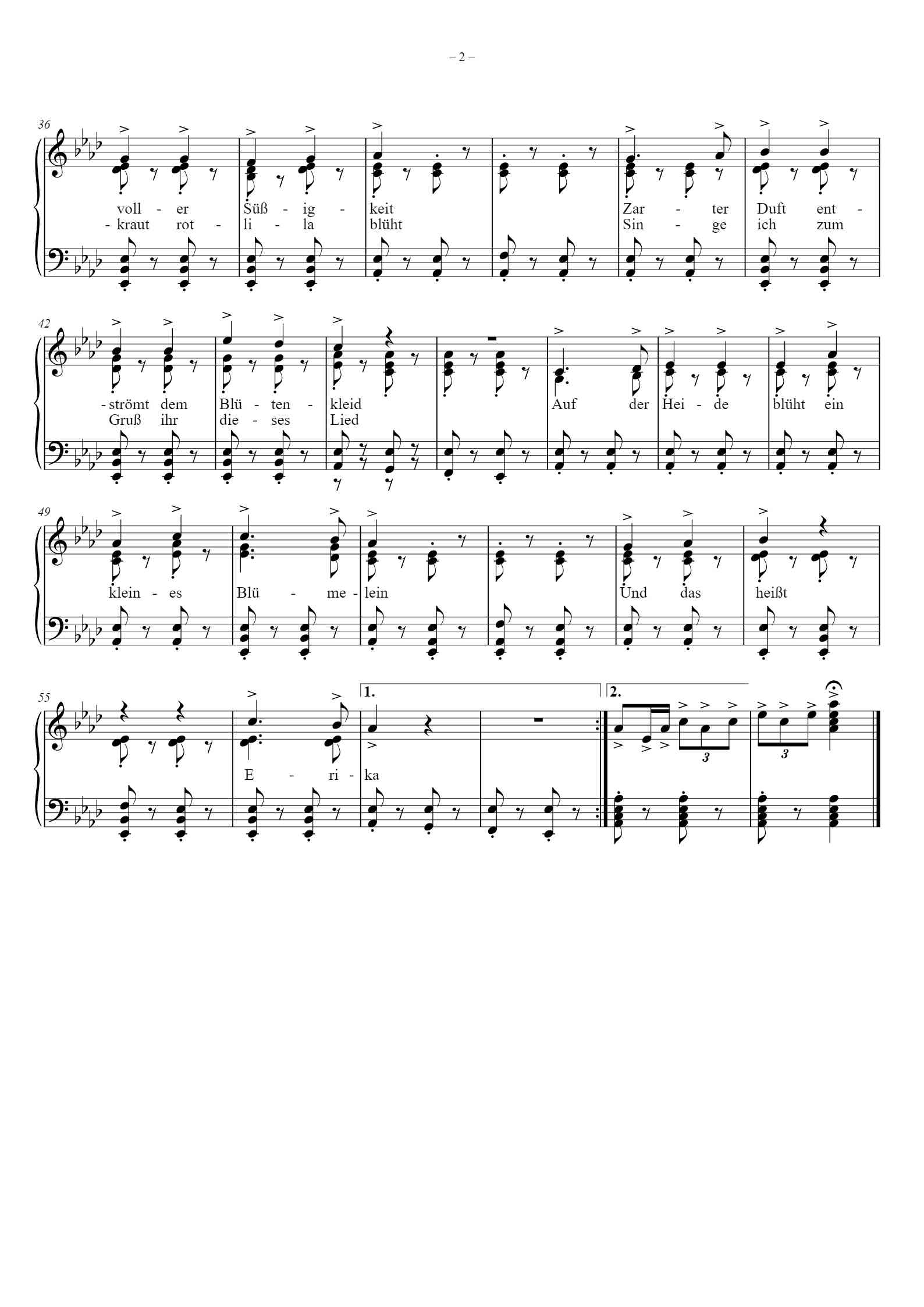 'Erika' - Beginner Piano Sheet Music by Palce Motwain | TOPiano