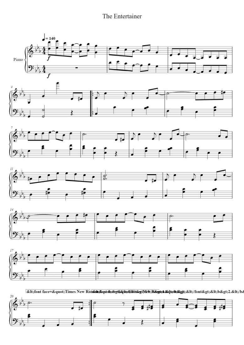 The Entertainer钢琴谱 - Changed by William Gosier - free piano sheet music ...