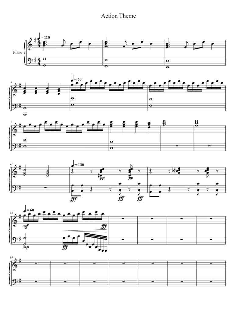 'Action Theme' - Piano Sheet Music By Sofia Rivera | TOPiano