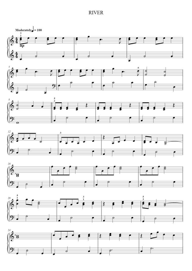 'River' - Piano Sheet Music By Words and Music by JONI MITCHELL | TOPiano