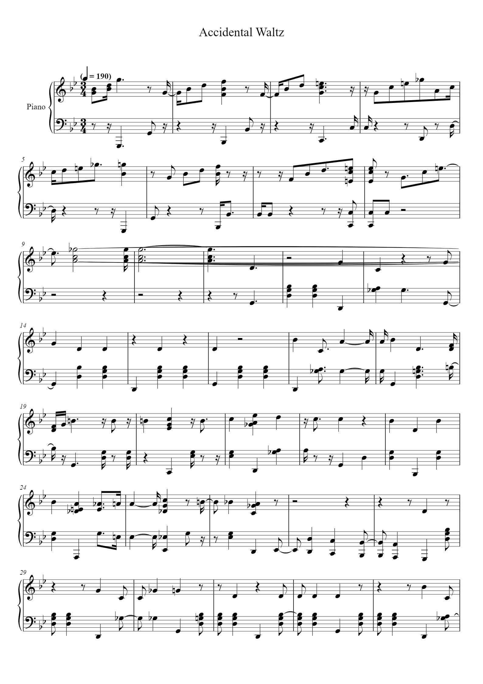 'Accidental Waltz' - Piano Sheet Music By xxx | TOPiano