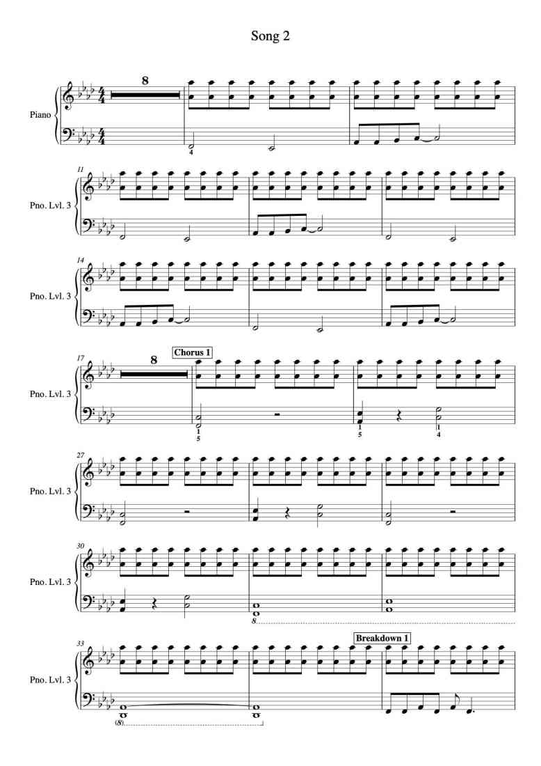 'Song 2' - Piano Sheet Music By xxx | TOPiano