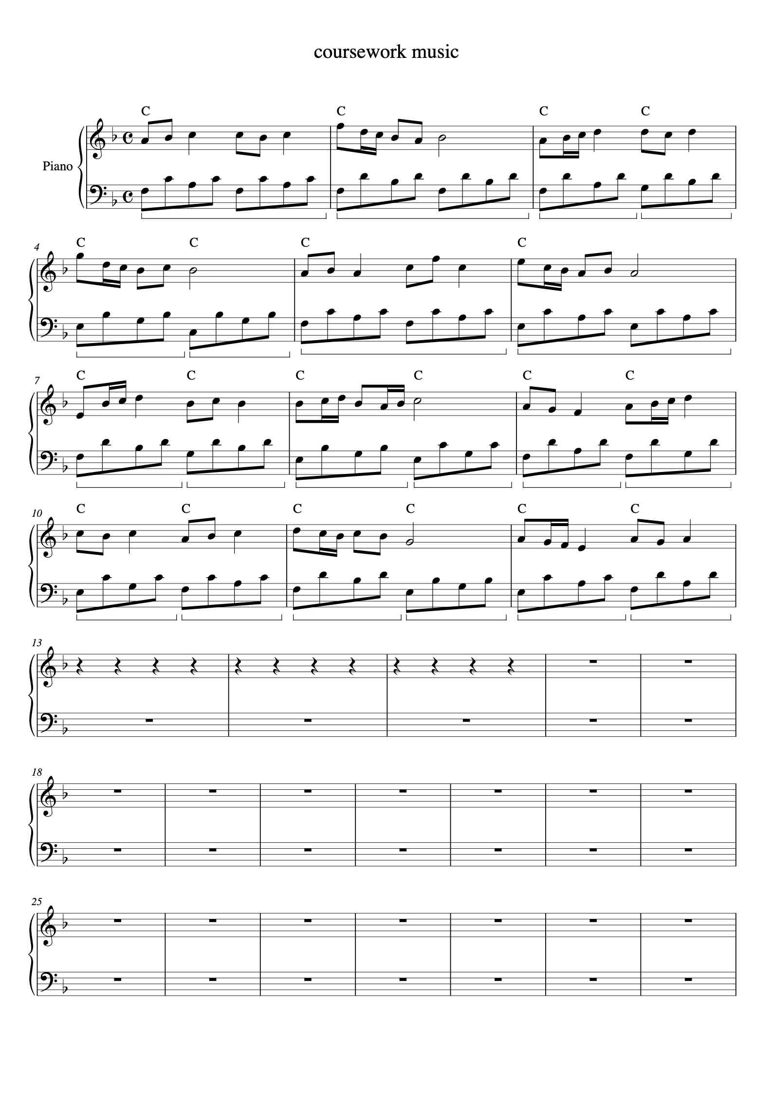 'coursework music' - Piano Sheet Music By Tiffany Starkey | TOPiano