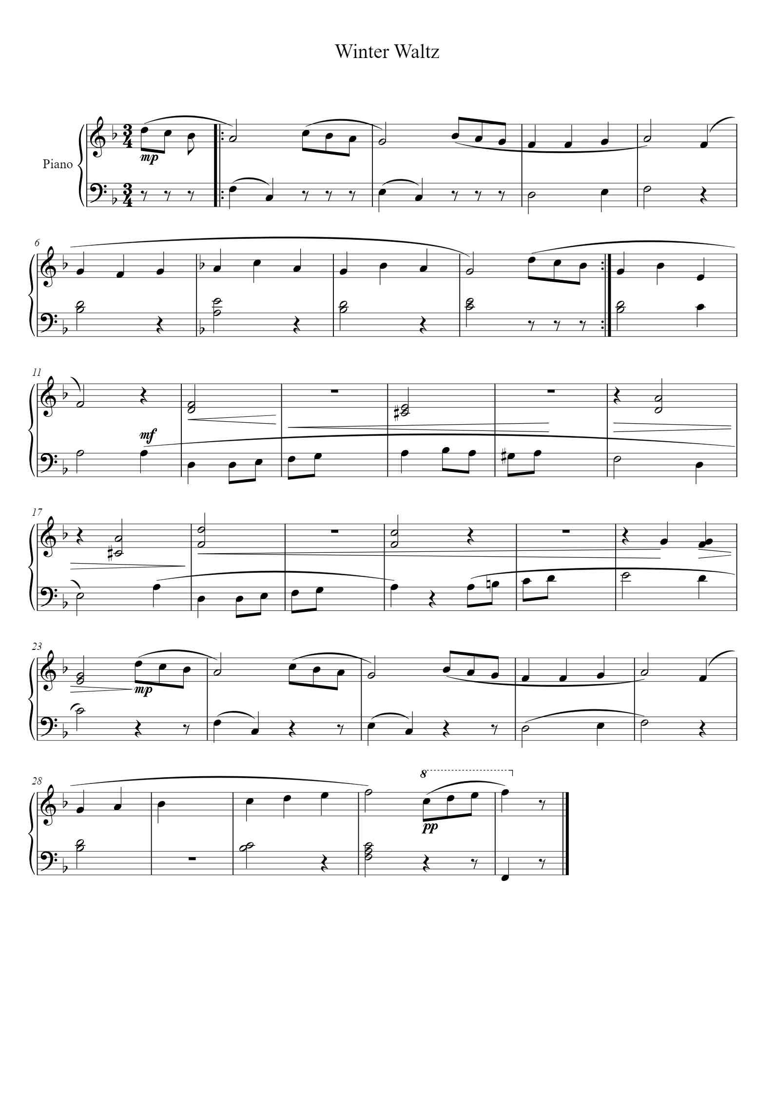 'Winter Waltz' - Piano Sheet Music By Judith Strickland | TOPiano