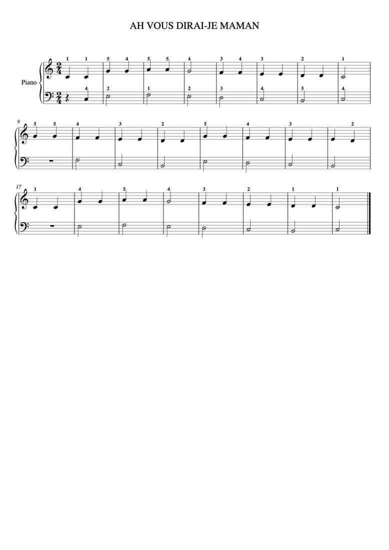'AH VOUS DIRAI-JE MAMAN' - Piano Sheet Music By xxx | TOPiano