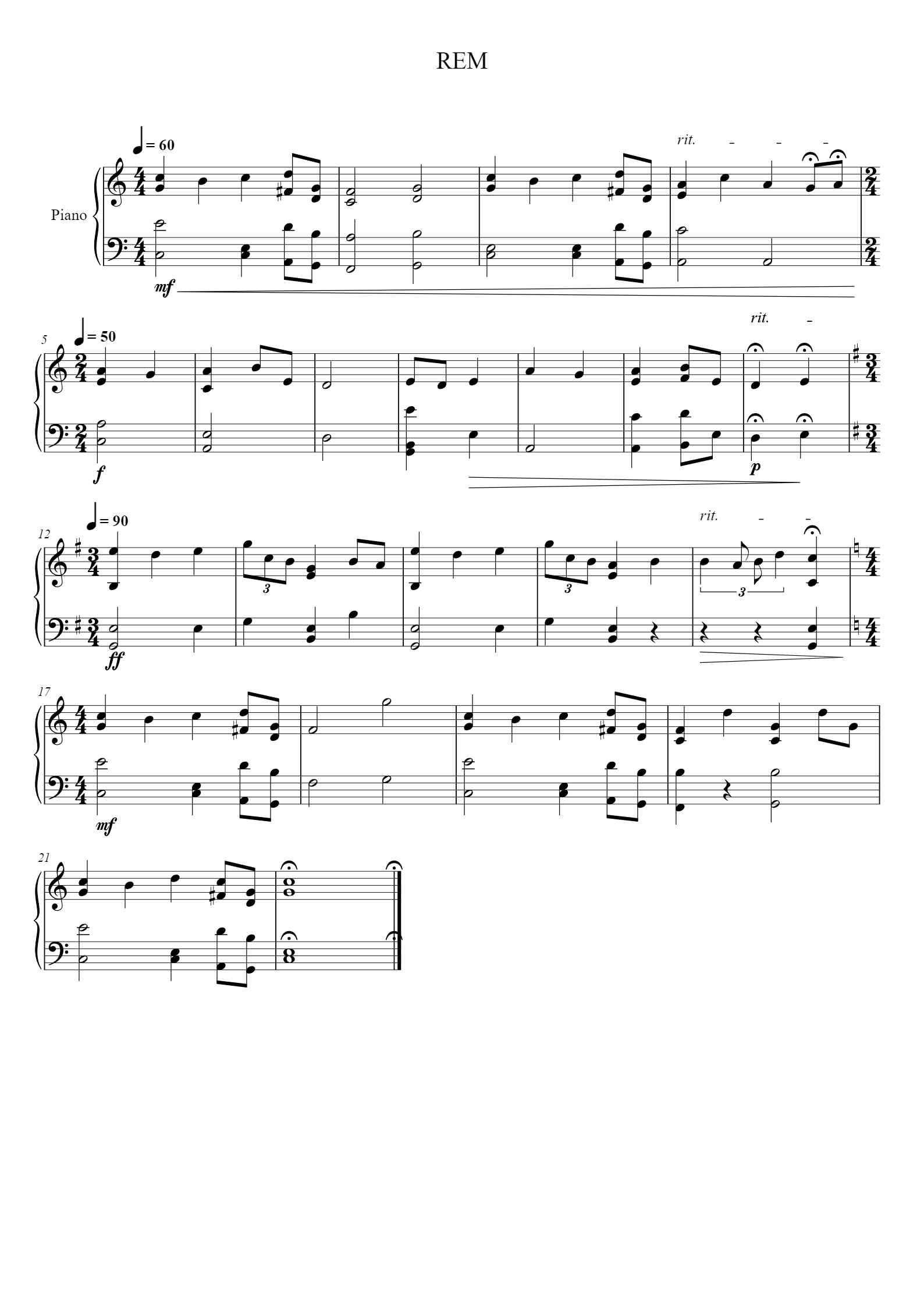 'REM' - Piano Sheet Music By xxx | TOPiano