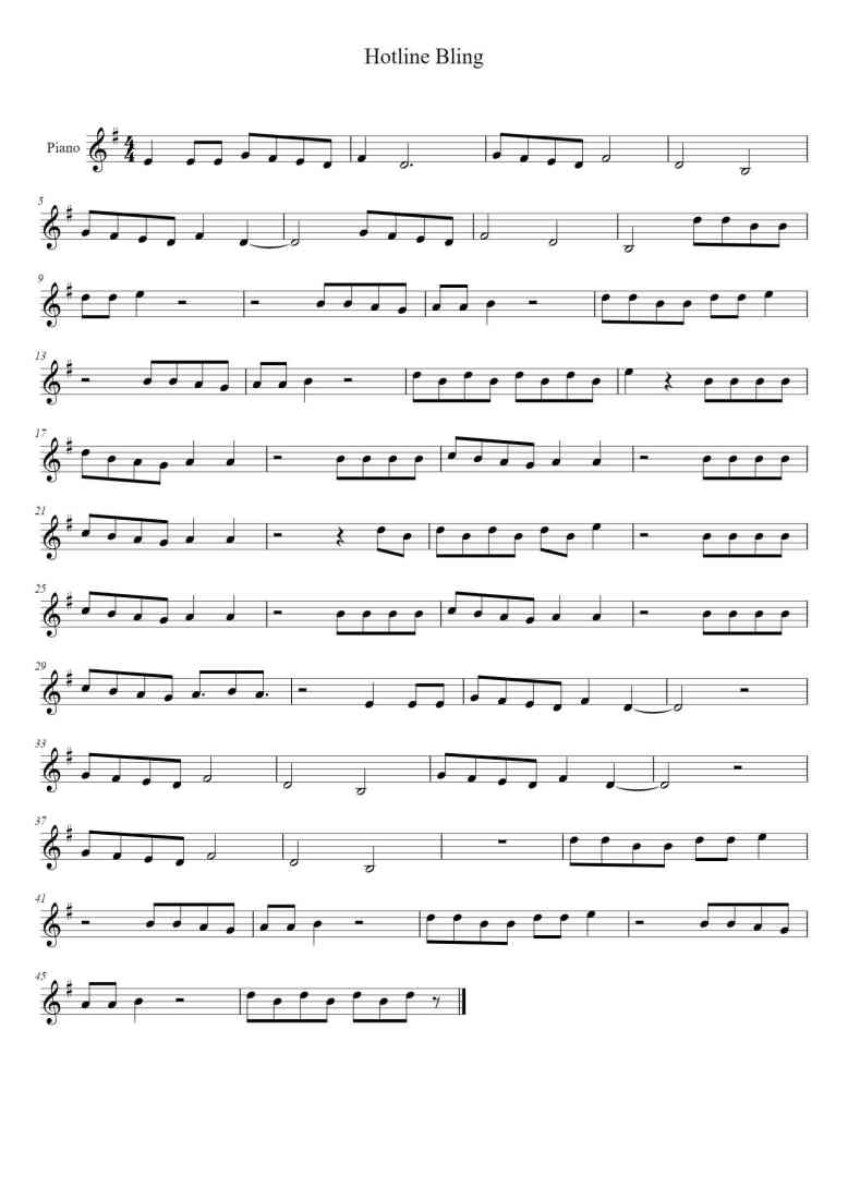 Hotline Bling钢琴谱 - Daniel Son - free piano sheet music - PiaNoproblem