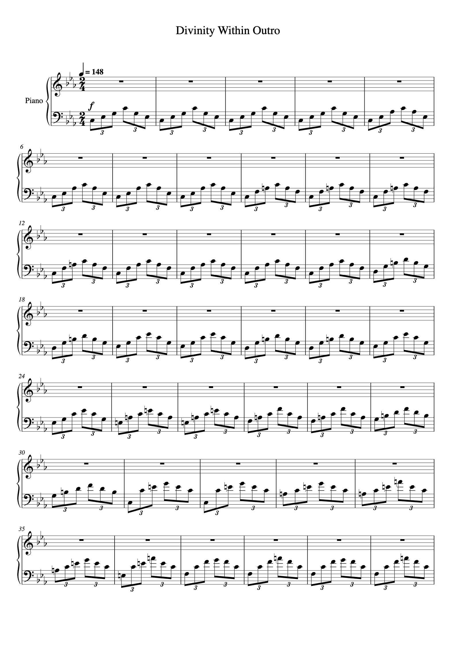 'Divinity Within Outro' - Piano Sheet Music By Arranged By Julia Snider ...