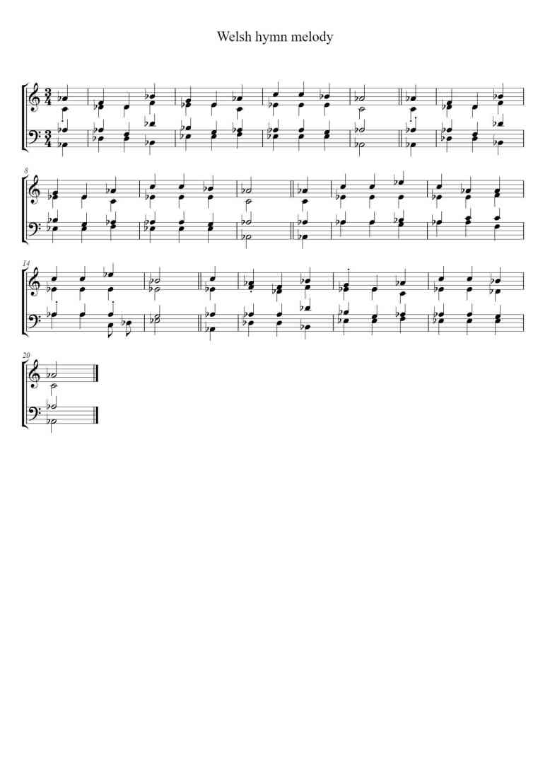 'Welsh hymn melody' - Piano Sheet Music By Welsh hymn melody 1839 | TOPiano