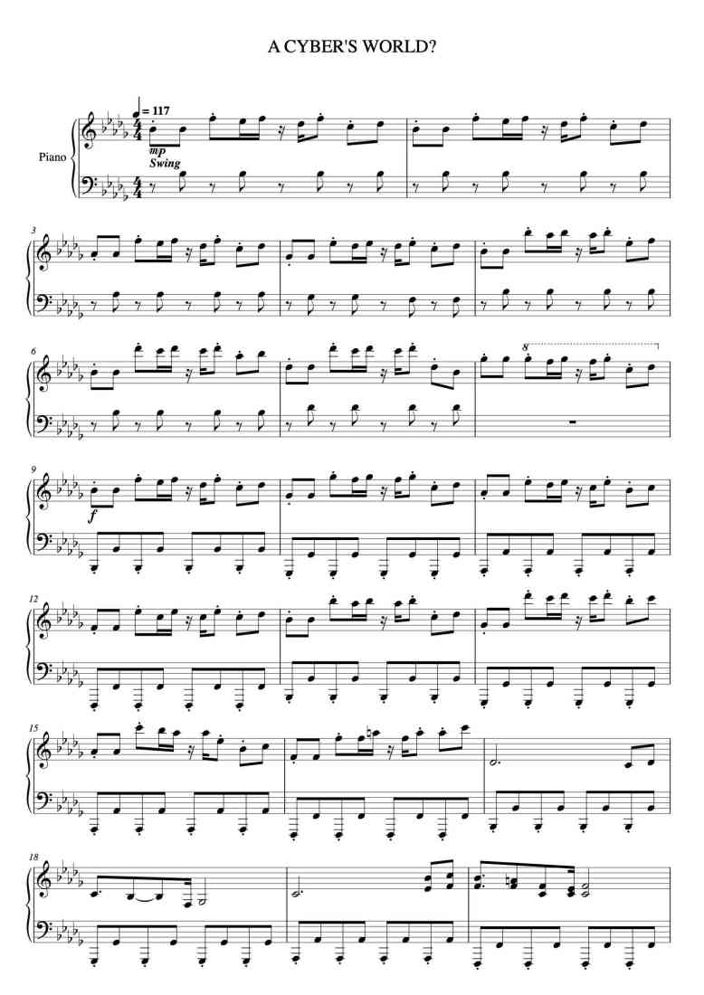 'A CYBER'S WORLD? (Steam Version)' - Piano Sheet Music By Toby Fox & Ocular Nebula | TOPiano
