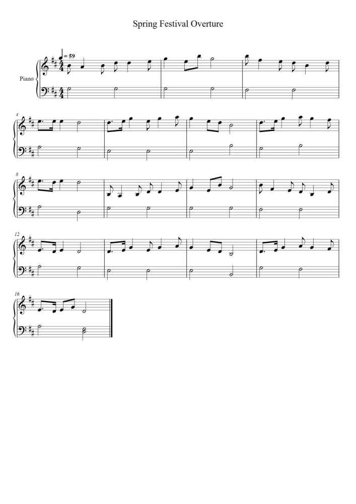 Spring Festival Overture钢琴谱 - Li Huanzhi - free piano sheet music ...