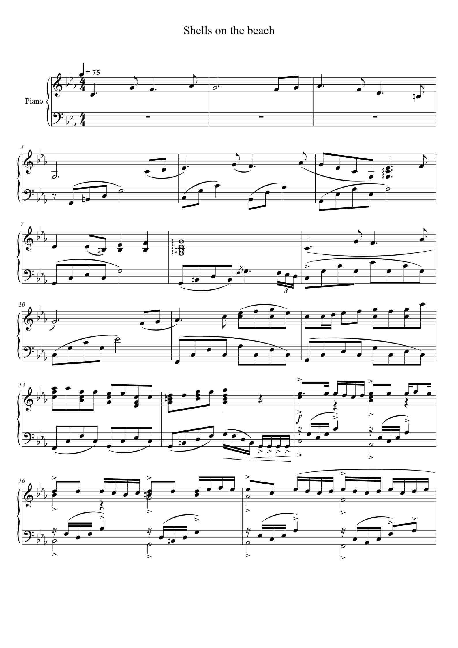 'Shells on the Beach' - Piano Sheet Music By Raymond Fang | TOPiano