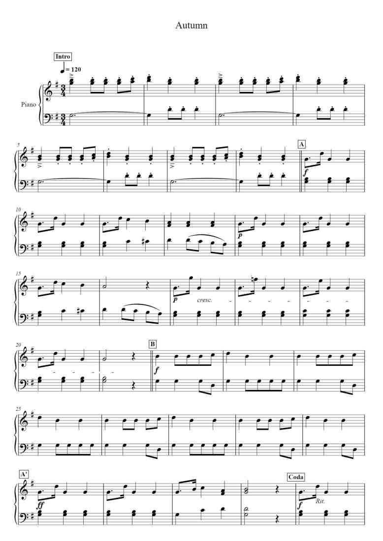 'The Four Seasons - Autumn in F Major, RV. 293: I. Allegro' - Piano ...