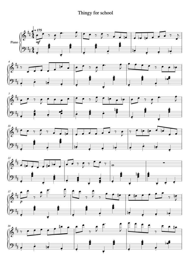 'Thingy for school' - Piano Sheet Music By Kristofer Madding | TOPiano