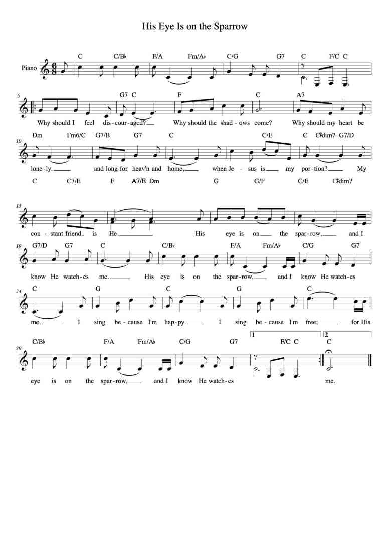 'His Eye Is on the Sparrow' - Piano Sheet Music By CHARLES H. GABRIEL | TOPiano