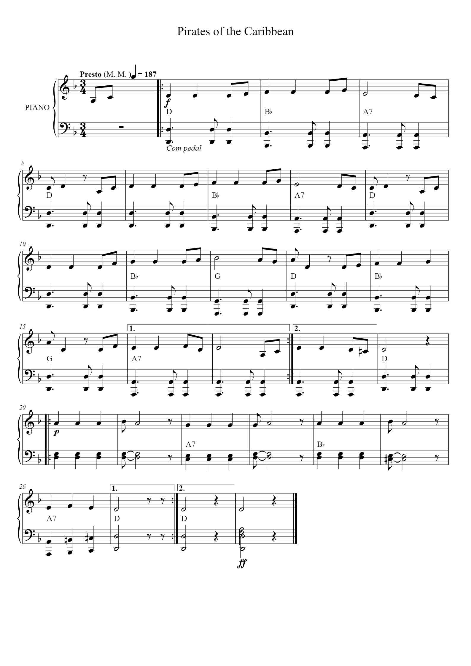 'Pirates of the Caribbean' - Piano Sheet Music By Hans Zimmer | TOPiano
