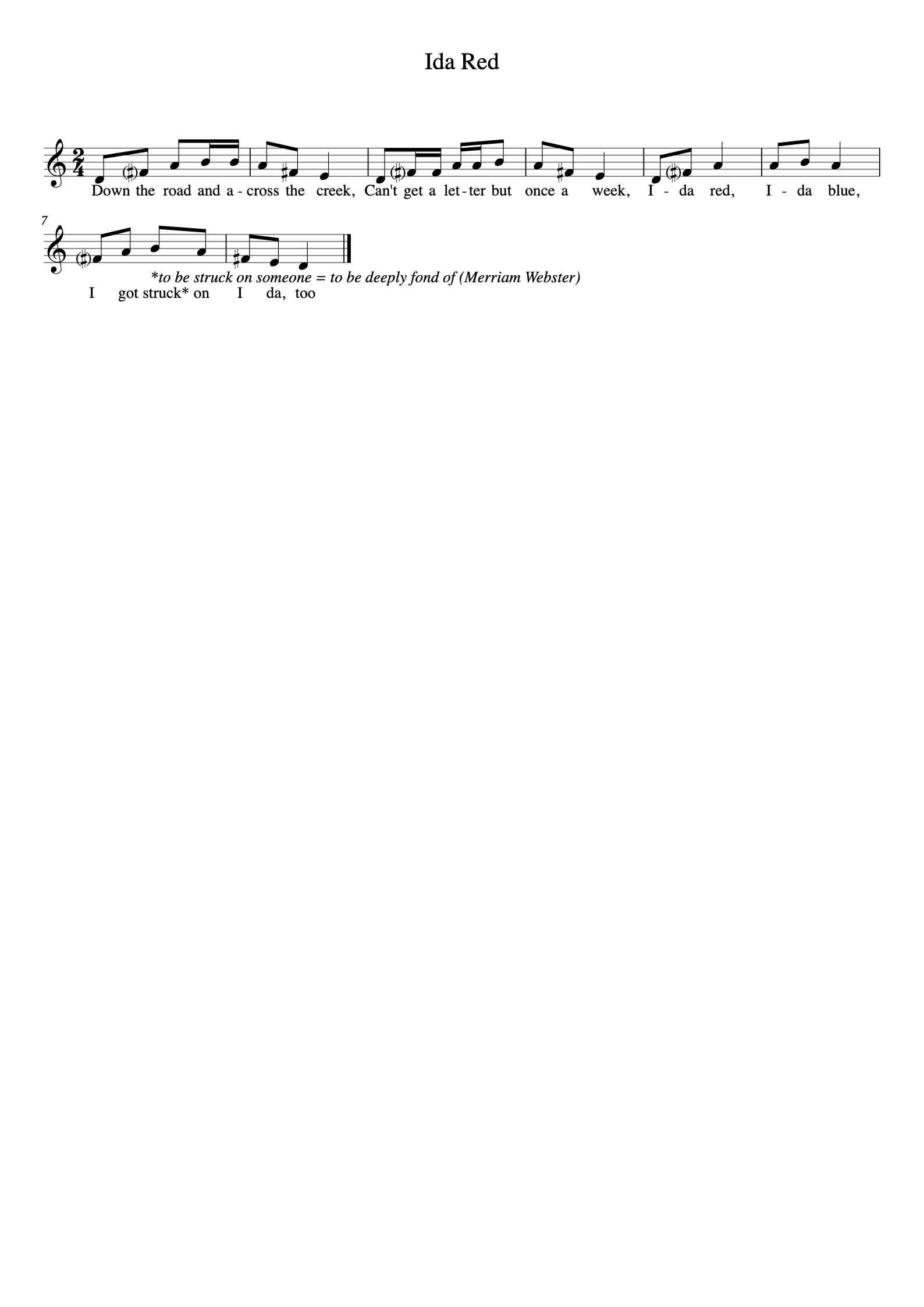 'Ida Red' - Piano Sheet Music By Source: Bess Alice Owens "Songs of the ...