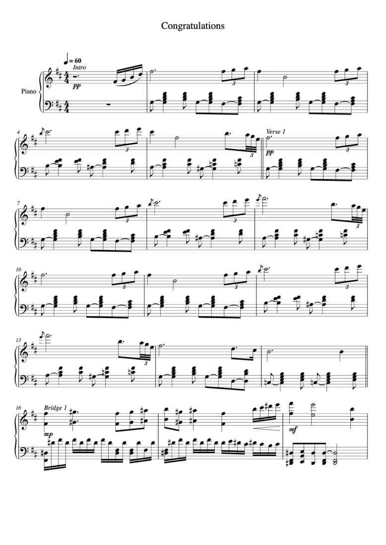 'Congratulations' - Piano Sheet Music By Mac Miller | TOPiano