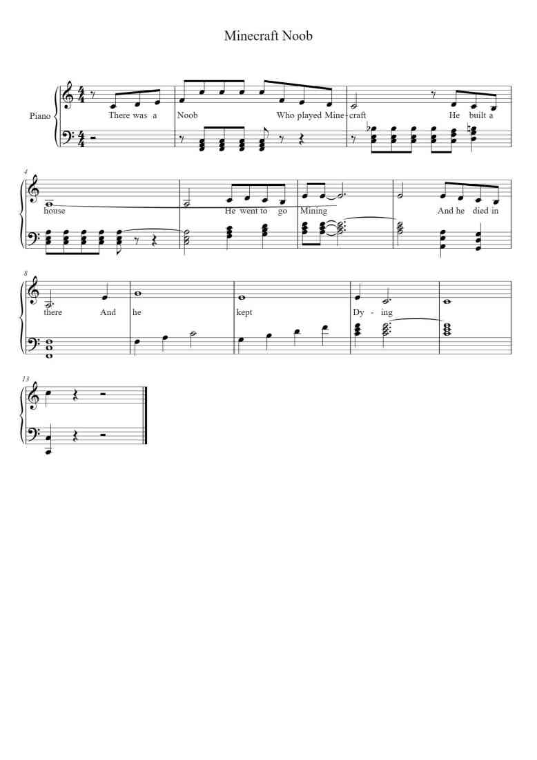 'Minecraft Noob' - Piano Sheet Music By TayTay Sengprachanh | TOPiano