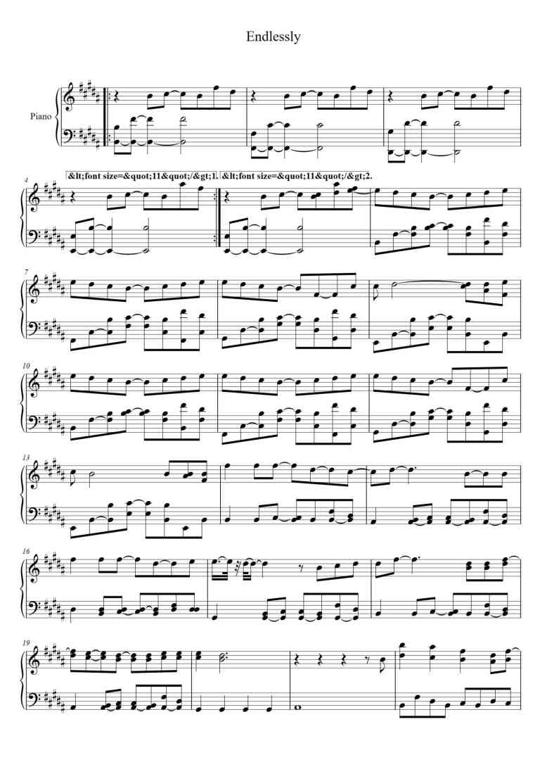 'Endlessly' - Piano Sheet Music By The Cab | TOPiano