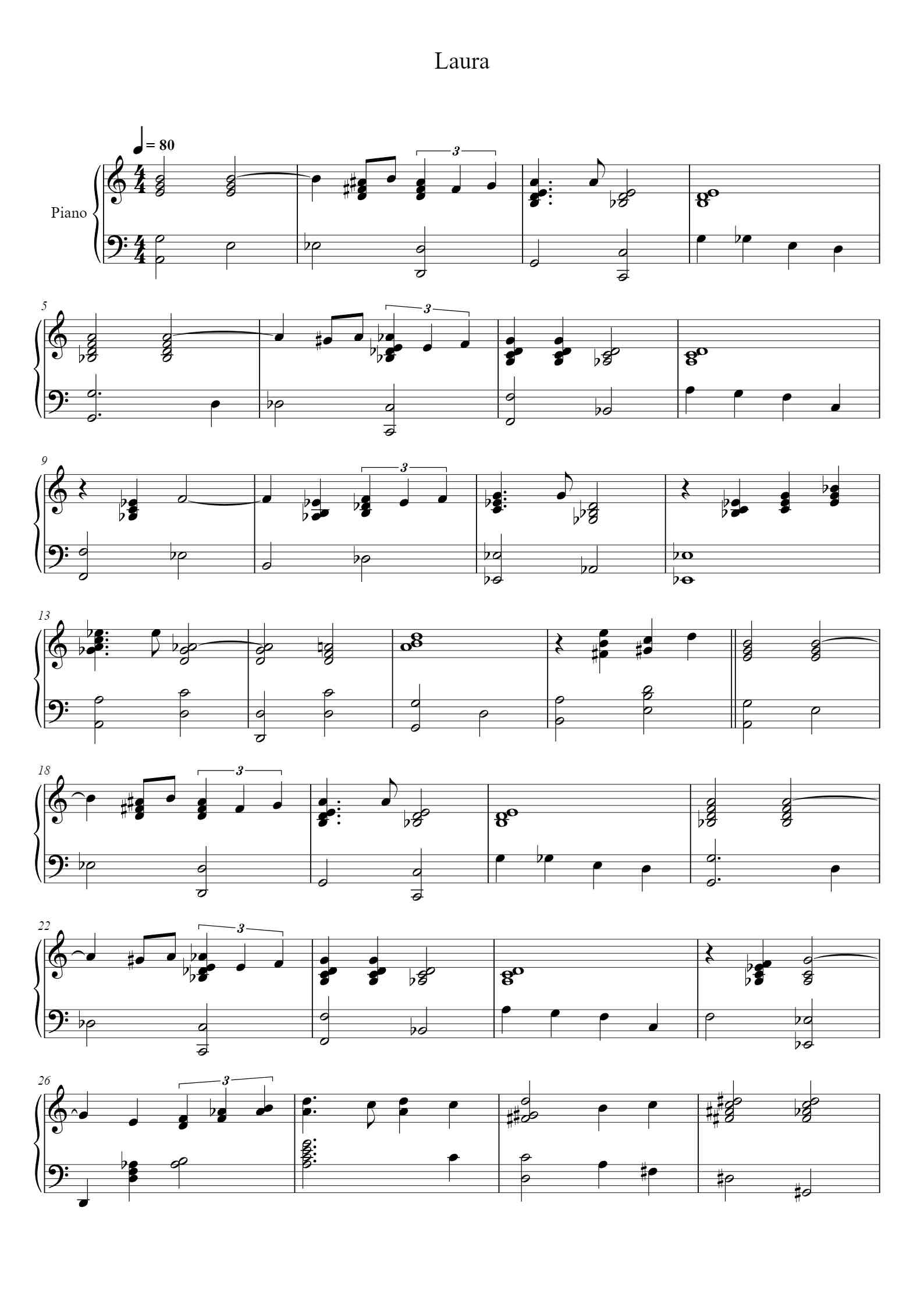 'Laura' - Piano Sheet Music By D.Raksin | TOPiano