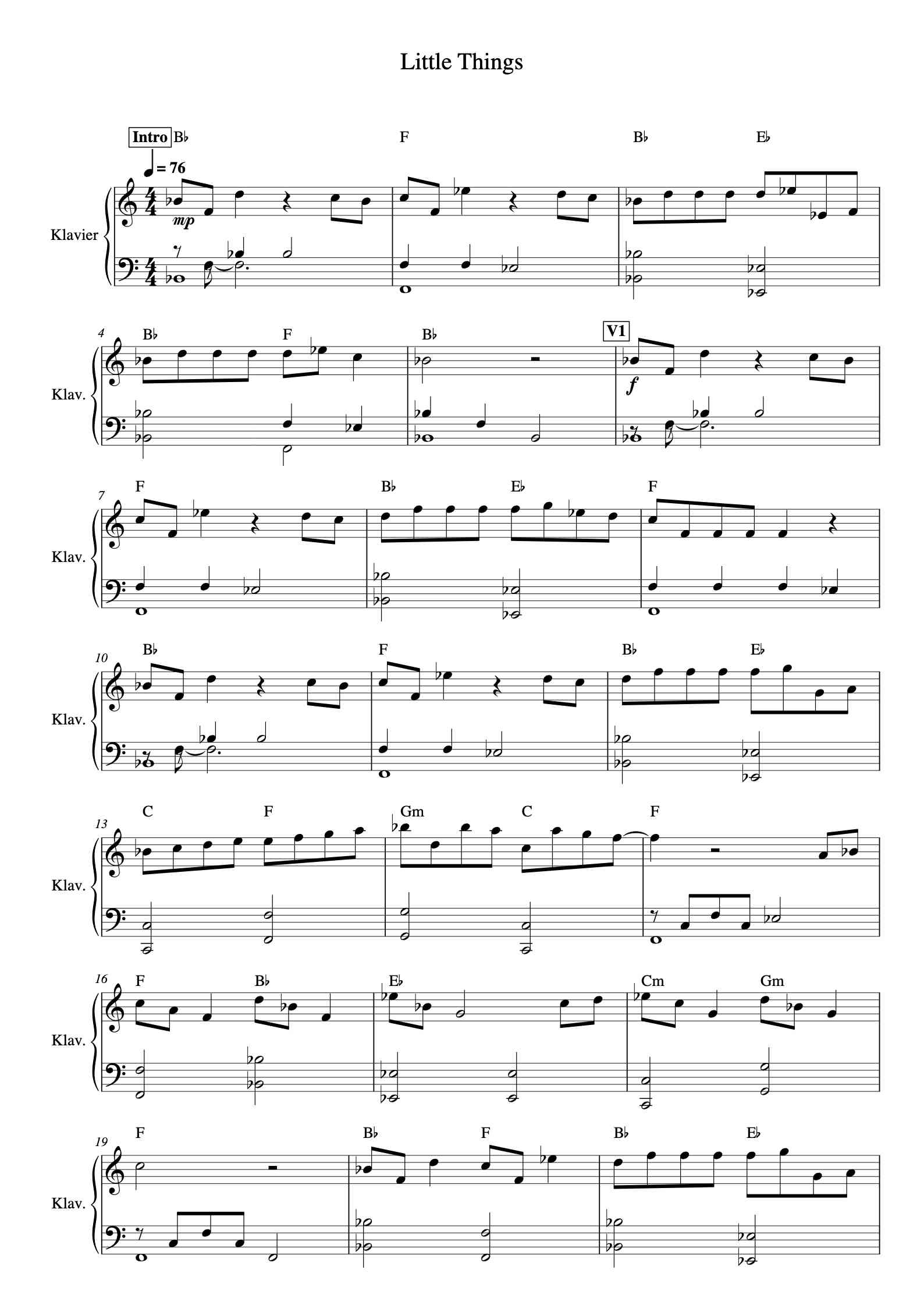 'Little Things' - Piano Sheet Music By Music by: Benny Andersson | TOPiano