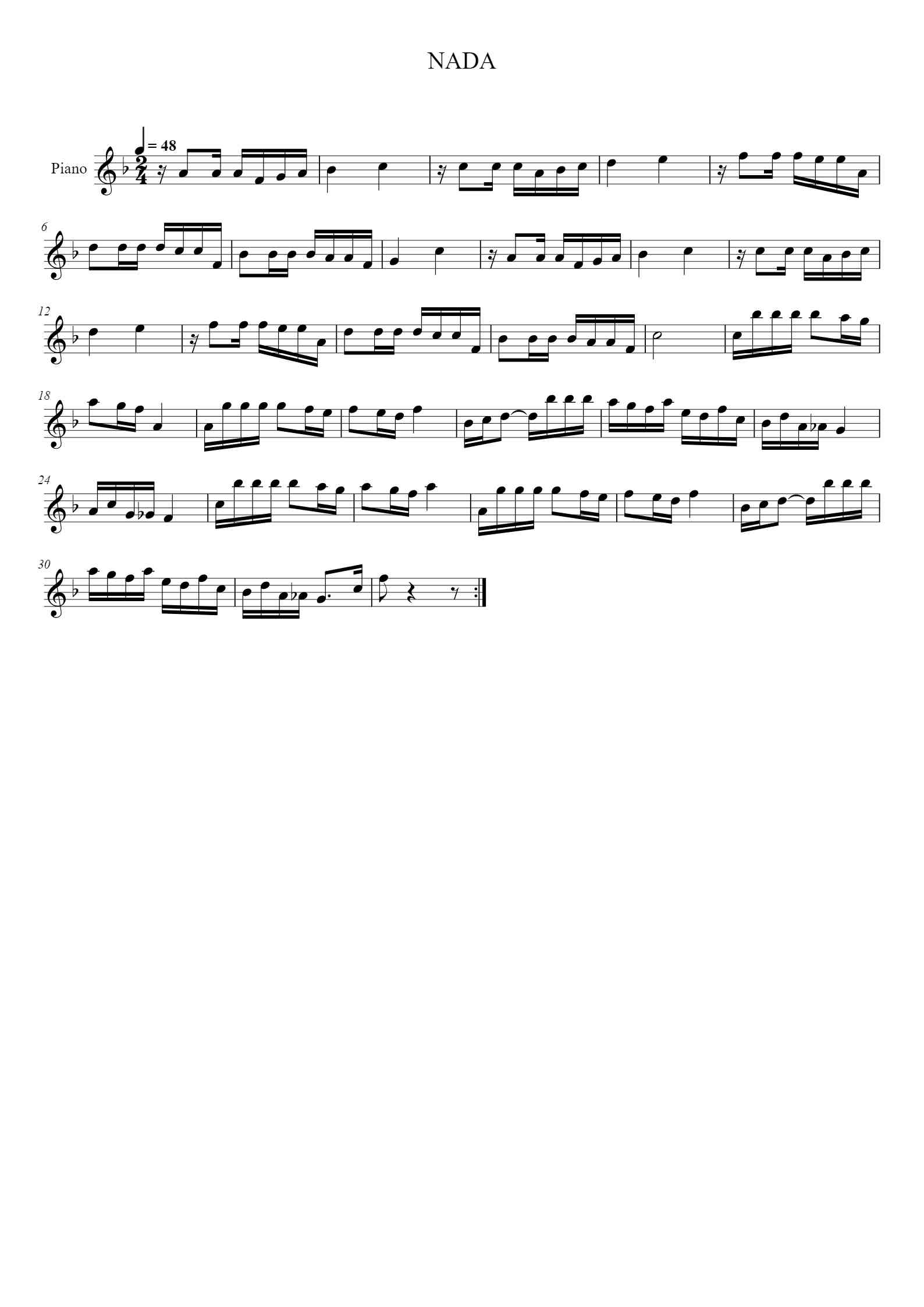 'NADA' - Piano Sheet Music By xxx | TOPiano