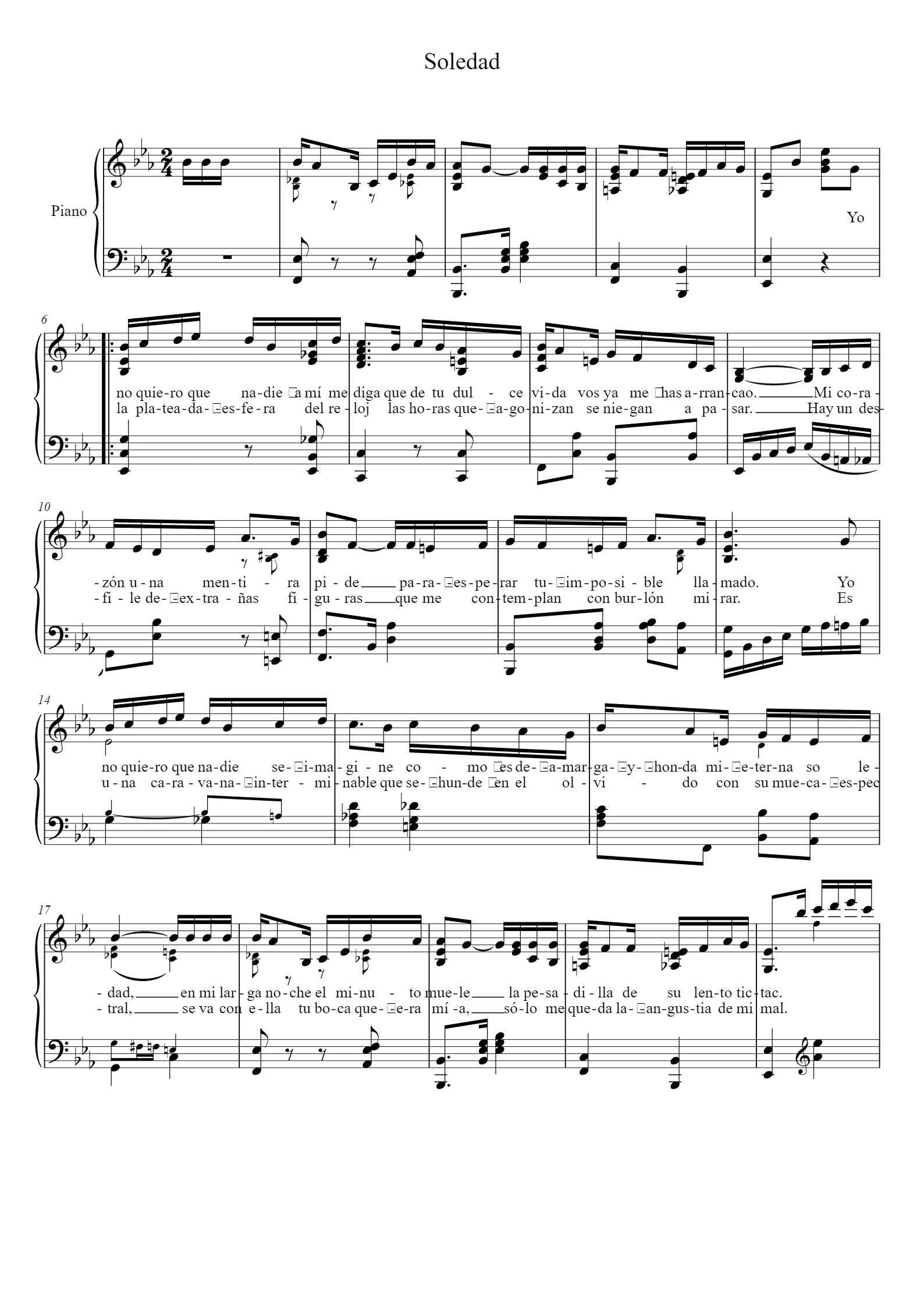 'Soledad' - Piano Sheet Music By Carlos Gardel | TOPiano