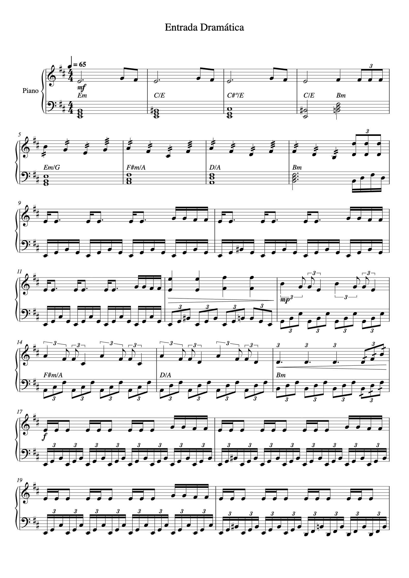 'Entrada Dramática' - Piano Sheet Music By Adonay Guedes | TOPiano