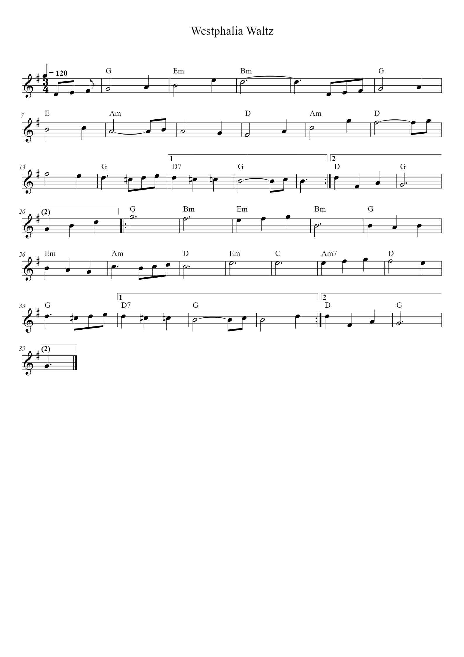 'Westphalia Waltz' - Piano Sheet Music By Trad. | TOPiano
