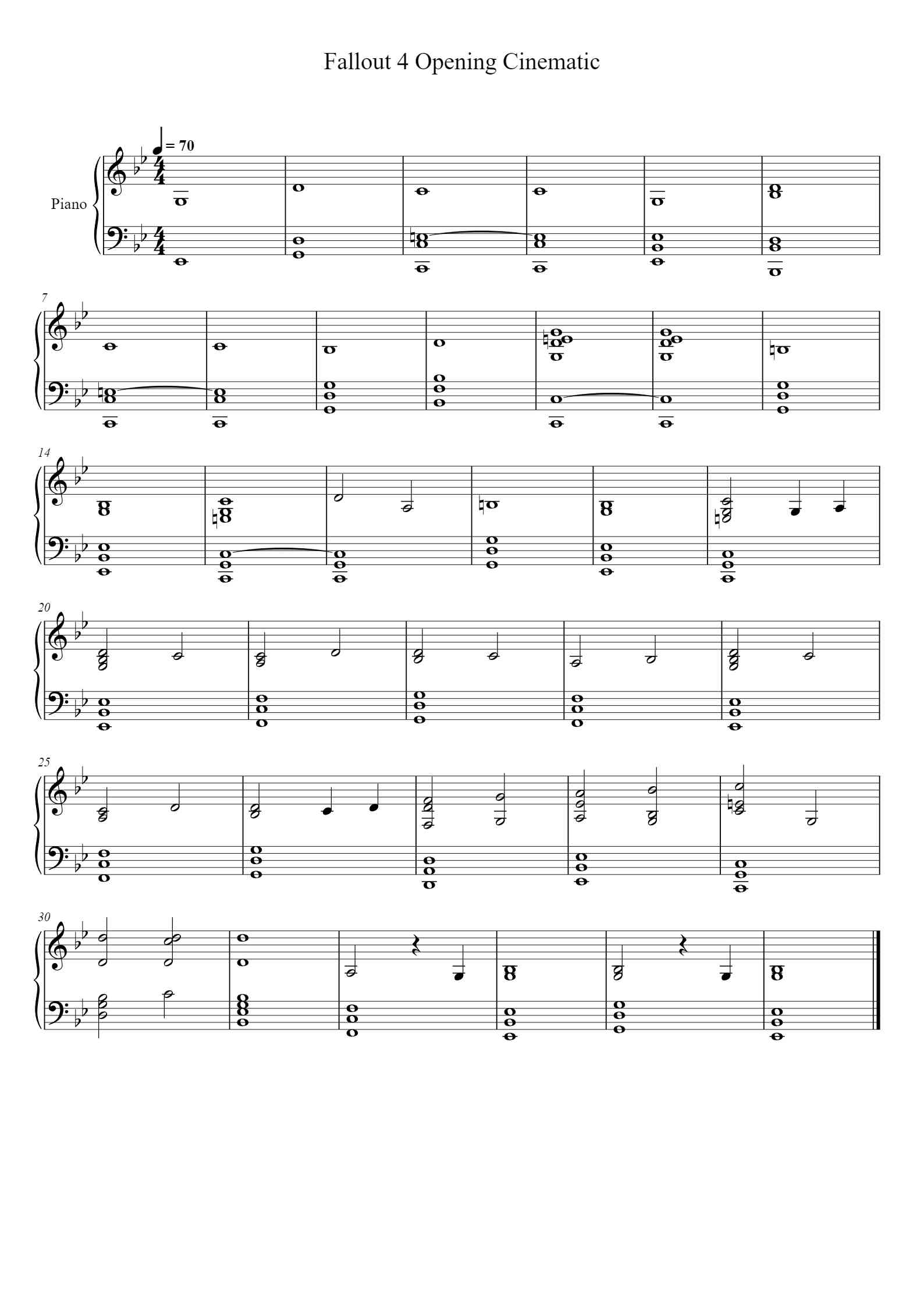 'Fallout 4 Opening Cinematic' - Piano Sheet Music By Inon Zur | TOPiano
