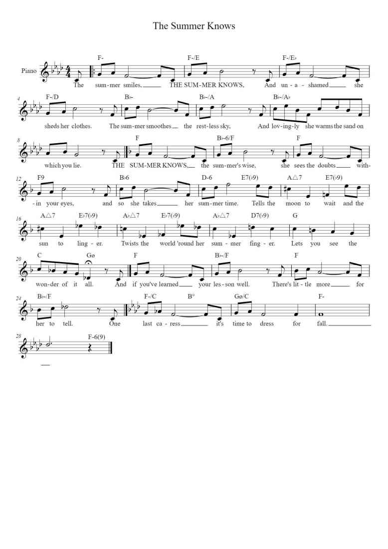 'The Summer Knows' - Piano Sheet Music By Michel Legrand | TOPiano