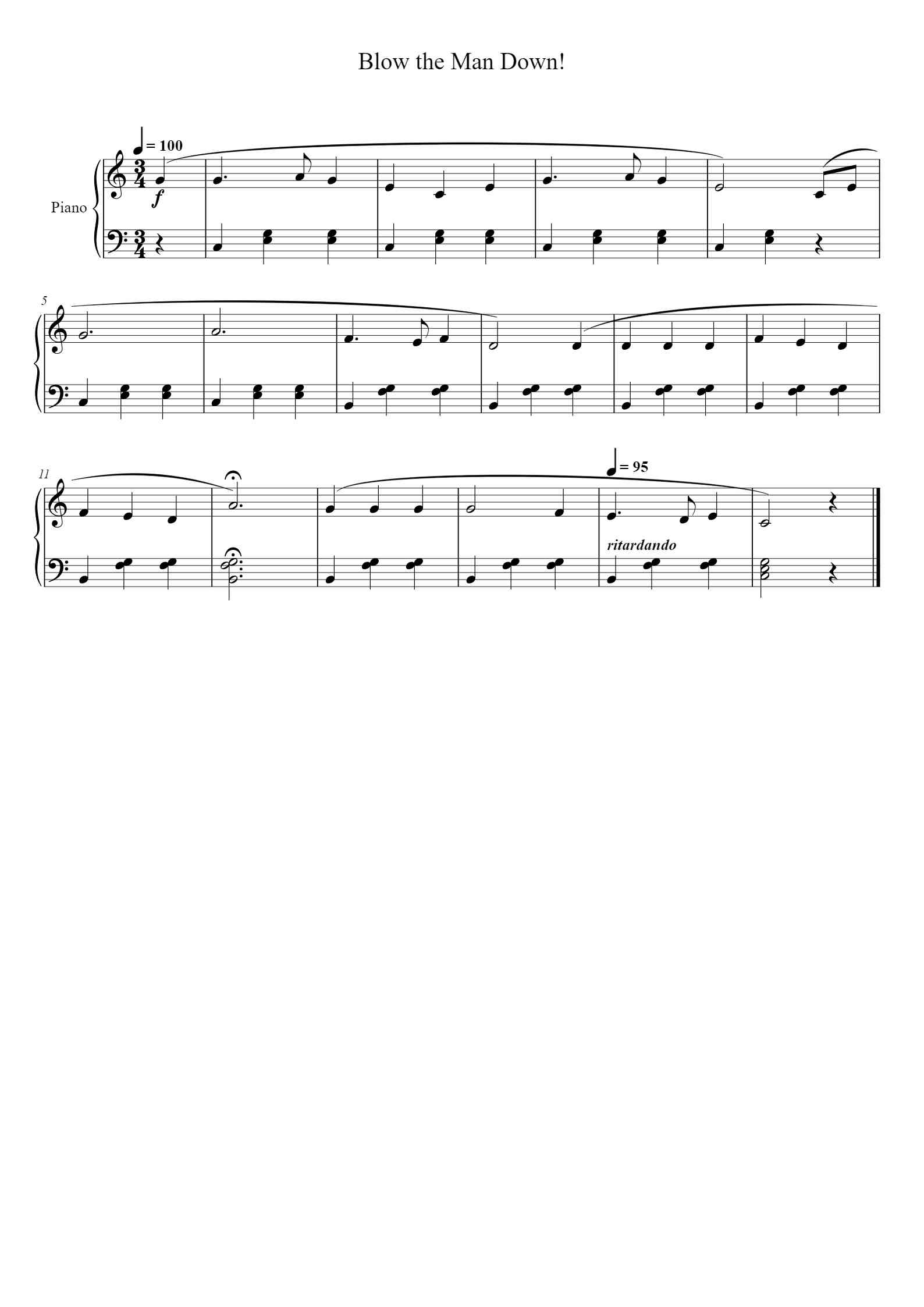 'Blow the Man Down!' - Piano Sheet Music By xxx | TOPiano