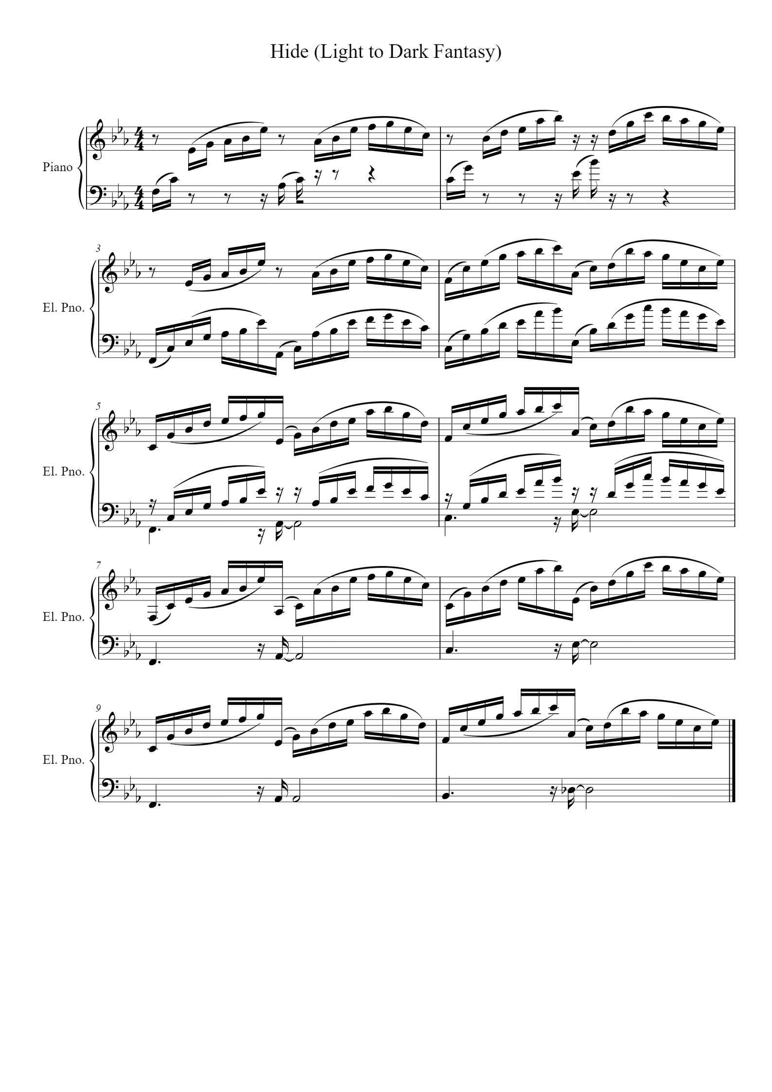 'Hide (Light to Dark Fantasy)' - Piano Sheet Music By Dorian Concept ...