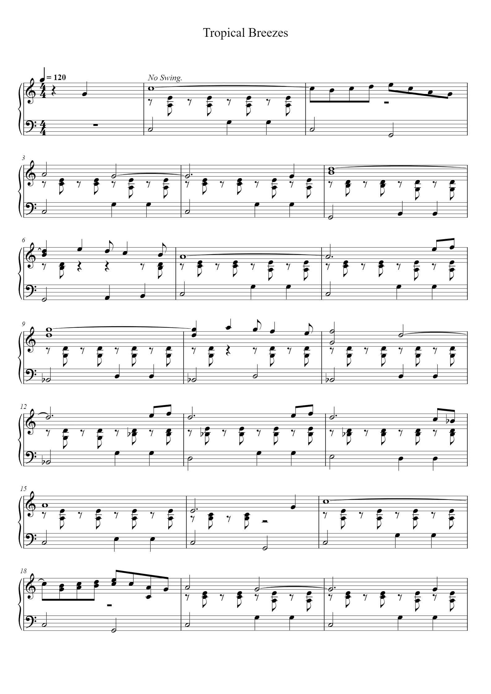 'Tropical Breezes' - Piano Sheet Music By Alac Floleigh | TOPiano