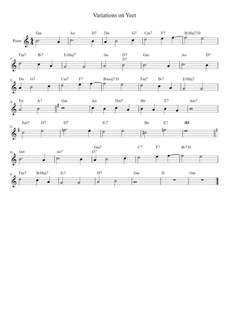 'Variations on Yeet' - Piano Sheet Music By Marina Mediati | TOPiano