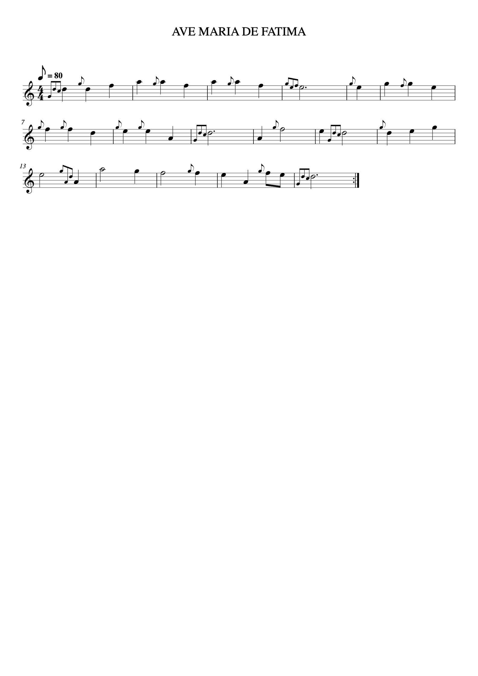 'AVE MARIA DE FATIMA' - Piano Sheet Music By xxx | TOPiano
