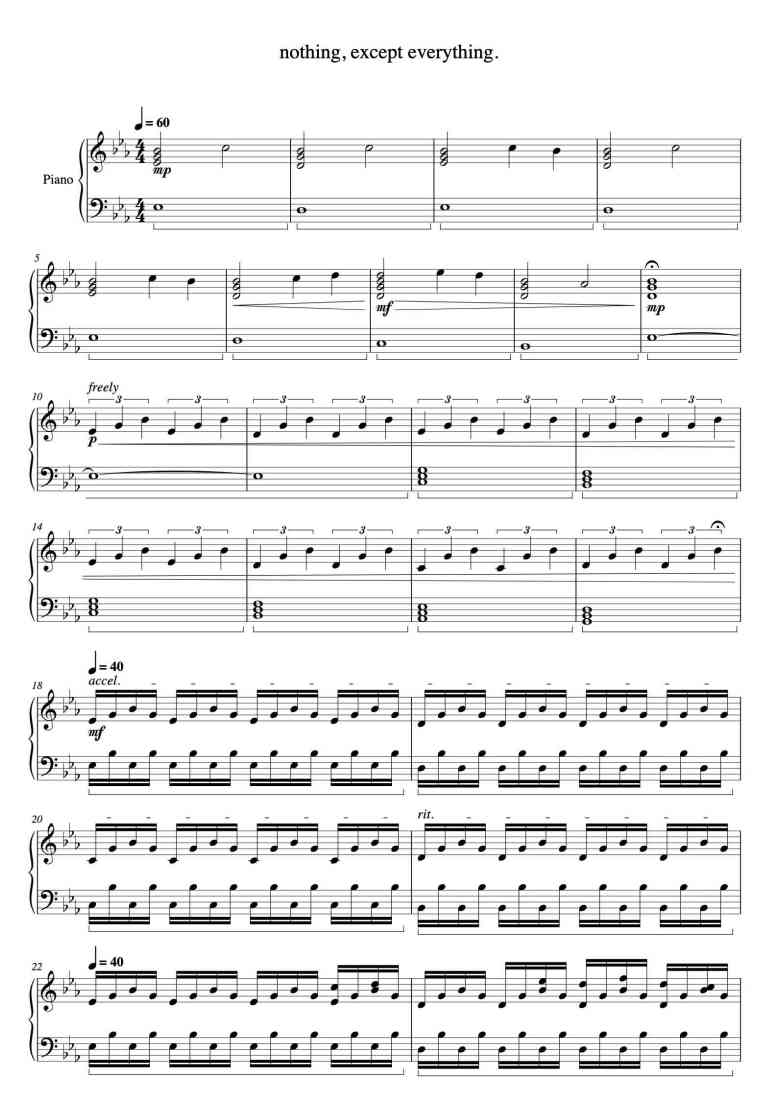 'nothing, except everything. – JS' - Piano Sheet Music By JS | TOPiano